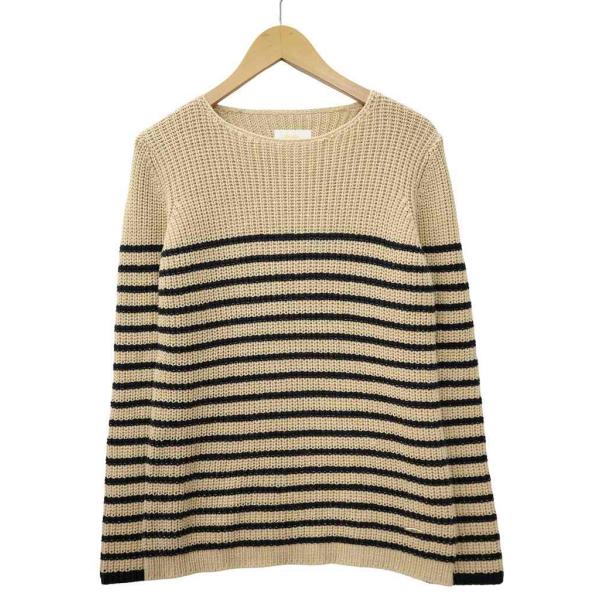 ベッド&amp;ブレックファスト BED&amp;BREAKFAST クルーネック ジャガード ボーダー ニット セーター USUAL BEIGE/BLACK(ベージュ/ブラック) 秋冬 レディース【ブランド】ベッド&amp;ブレックファス...