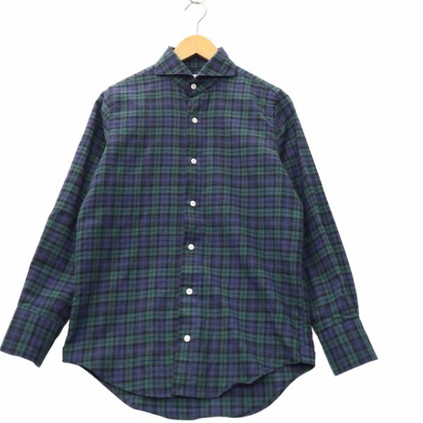 SENTINEL DECIDE センチネルディサイド カッタウェイ 長袖 ボタンアップ コットン チェックシャツ 44 GREEN グリーン SNF16-048C メンズ【表記サイズ】メンズ:44【実寸サイズ】肩幅：38.5cm　身幅：49...