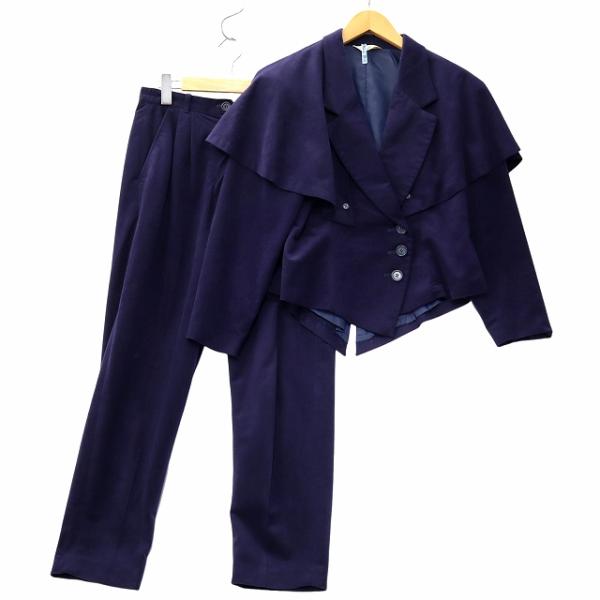 Otsuka モールスキン ケープ デザイン ジャケット パンツスーツ パープル レディース【表記サイズ】表記なし実寸サイズを参考にしてください【実寸サイズ】ジャケット 肩幅：44cm　ジャケット 身幅：48cm　ジャケット 袖丈：53cm...