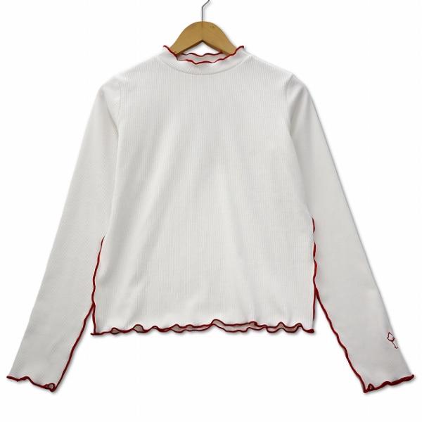 Poika フリルパイピング カットソー F ホワイト レディース【表記サイズ】レディース　F【実寸サイズ】肩幅：34cm　身幅：44cm　着丈：51.5cm　袖丈：60cm　　【素材】ポリエステル95％ ポリウレタン5％【色】WHITE（...