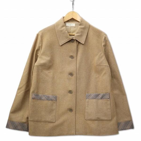 フィル イン fill...in ゆったりサイズ ステンカラー ウールジャケット ベージュ 3L レディース【表記サイズ】レディース/3Lバスト　100-108身長　154-162【実寸サイズ】肩幅：44cm　身幅：58cm　着丈：64.5...