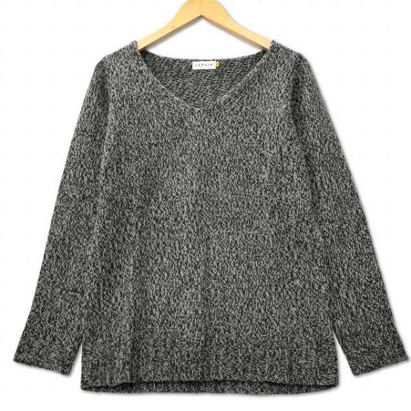 レプシィム ローリーズファーム LEPSIM LOWRYS FARM ウール ブレンド Vネック ミックスニット セーター M グレー レディース【ブランド】レプシィム ローリーズファーム LEPSIM LOWRYS FARM【表記サイズ】...