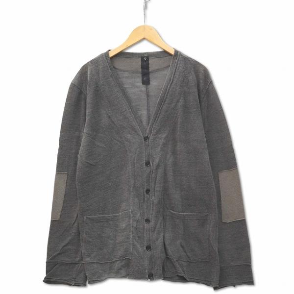 メッサジェリエ Messagerie エルボーパッチ ウール Vネック フェイクレイヤード カーディガン ダークグレー L メンズ【ブランド】メッサジェリエ Messagerie【表記サイズ】メンズL【実寸サイズ】肩幅：48cm　身幅：51...