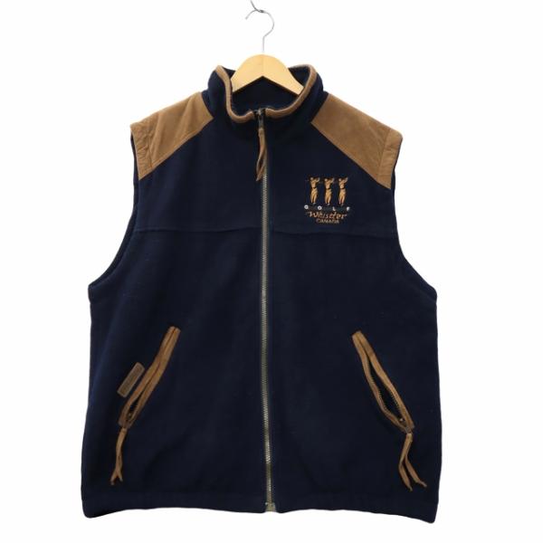 Stormtech ストームテック ロゴ刺繍 ジップアップ フリース ベスト L DARK NAVY × BROWN ダークネイビー × ブラウン メンズ【表記サイズ】メンズ:L【実寸サイズ】身幅：65cm　着丈：70cm　　【素材】製品素...