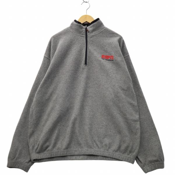 ESPN イーエスピーエヌ ヴィンテージ ハーフジップ フリース プルオーバー ジャケット XL GRAY グレー メンズ【表記サイズ】メンズ:XL【実寸サイズ】肩幅：66cm　身幅：70cm　袖丈：64cm　着丈：75.5cm　　【素材】...
