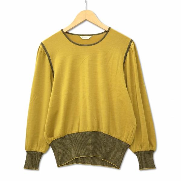 CHAT HAIR MANT ドルマンスリーブ リブ切替 ウールニット ブラウジング カットソー L レディース【表記サイズ】レディース/L【実寸サイズ】肩幅：36cm　身幅：52cm　着丈：53cm　袖丈：53.5cm　　【素材】毛100...