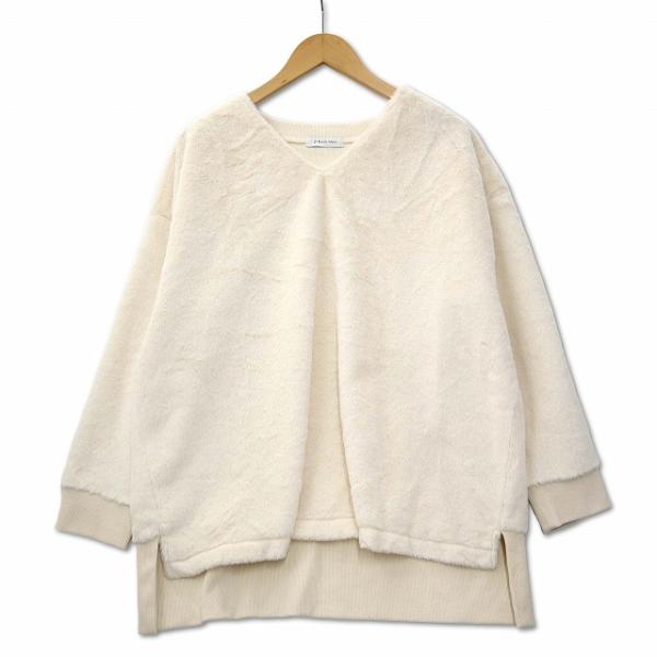 ジェイエフレディメイド Jf Ready Made Vネック エコファー プルオーバー アイボリー F レディース【表記サイズ】レディース/F【実寸サイズ】肩幅：60cm　身幅：62cm　着丈：66cm　袖丈：45cm　　【素材】身頃　ポリ...