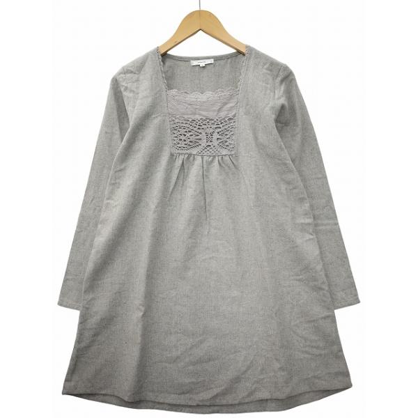 north object de petit... ノースオブジェクト プチ スクエアネック レース チュニック M GRAY(グレー) 春秋 レディース【表記サイズ】レディース:M【実寸サイズ】肩幅:約36cm　身幅:約46.5cm　袖丈:...