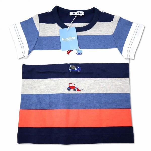 未使用品 ファミリア Familiar マルチボーダー コットン Tシャツ 100 キッズ【ブランド】ファミリア Familiar【表記サイズ】キッズ　100【実寸サイズ】肩幅：24cm　身幅：30.5cm　着丈：38cm　袖丈：10cm　...