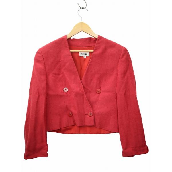MANI イタリア製 シルク混 ダブル テーラード ショートジャケット 42/8 RED(レッド) 春秋 レディース【表記サイズ】レディース:42/8【実寸サイズ】肩幅：42cm　身幅：48cm　袖丈：54cm　着丈：50cm　　【素材】表...