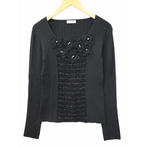 オースチン リード Austin Reed スクエアネック フラワー ビジュー ラメ ニット セーター カットソー 38(M) BLACK(ブラック) 春秋冬 レディース【ブランド】オースチン リード Austin Reed【表記サイズ】レ...