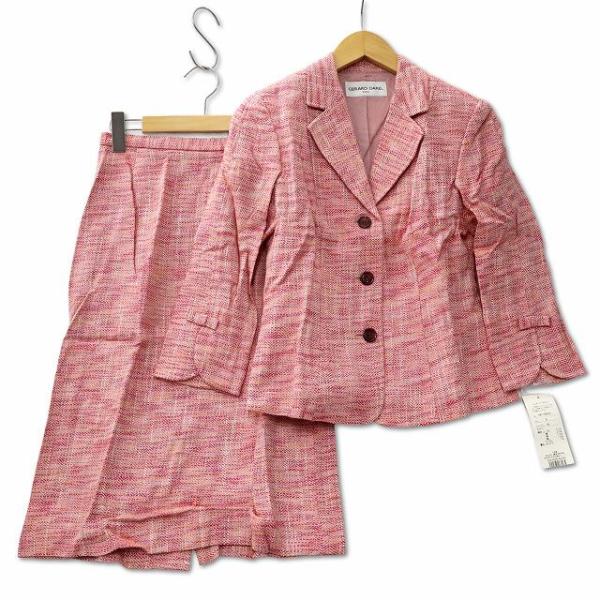 未使用品 ジェラールダレル GERARD DAREL コットン リネン シルク ブレンド ミックスツイード スカート スーツ 9 ピンク レディース【ブランド】ジェラールダレル GERARD DAREL【表記サイズ】レディース　9【実寸サイ...
