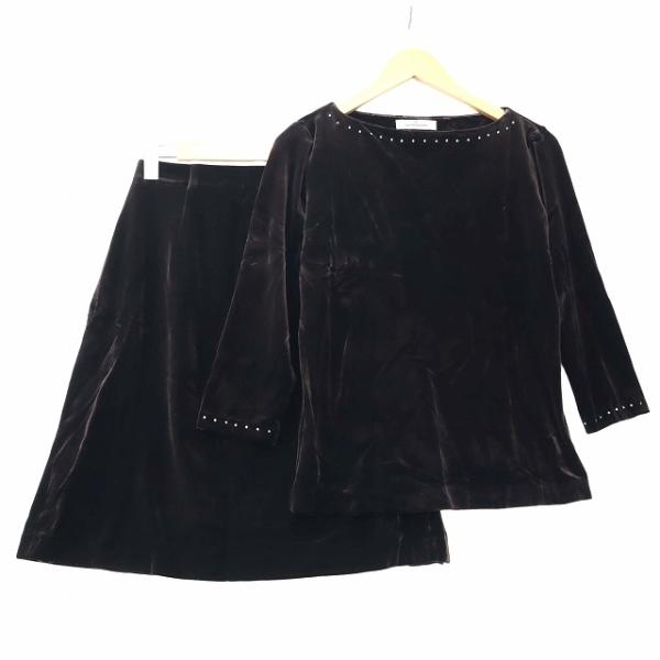 ギャラリービスコンティ GALLERY VISCONTI ボートネック カットソー スカート スーツ セットアップ M こげ茶 レディース【ブランド】ギャラリービスコンティ GALLERY VISCONTI【表記サイズ】レディース　M【実寸...