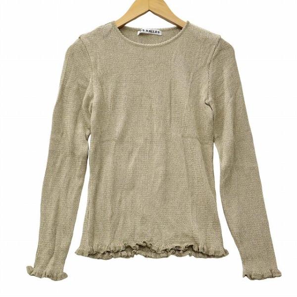 LES HALLES レ・アール ラメゴールド フリル カットソー レディース【表記サイズ】表記なし実寸サイズを参考にしてください【実寸サイズ】肩幅：29cm　身幅：36cm　着丈：53cm　袖丈：55cm　　【素材】ポリエステル45％ レ...