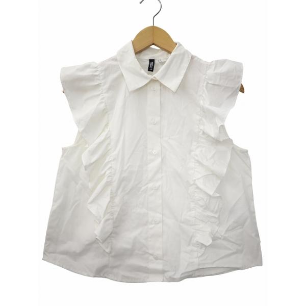 エイチ&amp;エム H&amp;M DIVIDED ディバイデッド フリル ノースリーブ シャツ ブラウス M WHITE(ホワイト) 春夏 レディース【ブランド】エイチ&amp;エム H&amp;M【表記サイズ】レディース:M【実寸サイ...
