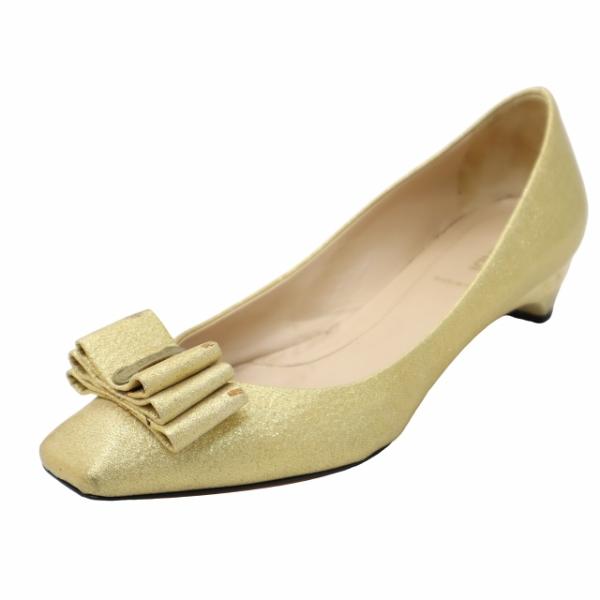 フェンディ FENDI 23.5〜24cm DECOLLETE LAME ORO CHIARO ライトゴールド ラメ デコルテ リボン パンプス 37 GOLD ゴールド レディース【ブランド】フェンディ FENDI【表記サイズ】レディース...