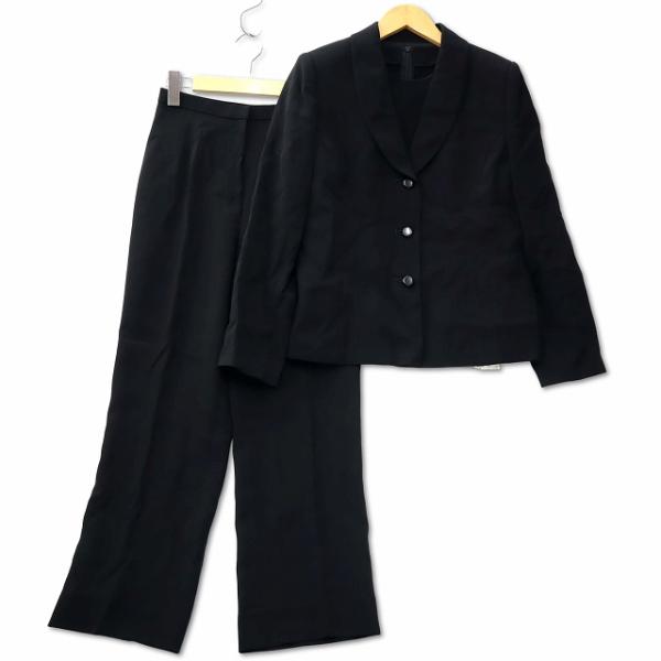 SOIR PERLE ショールカラージャケット カットソー付き パンツスーツ フォーマル 9 ブラック レディース【表記サイズ】レディース　9【実寸サイズ】ジャケット 肩幅：38cm　ジャケット 身幅：48cm　ジャケット 袖丈：58cm　...