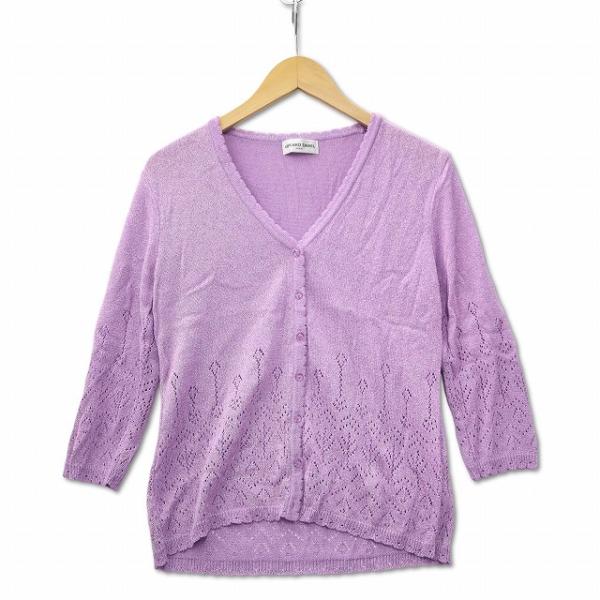 GERARD DAREL 東京スタイル かぎ針 9分袖 Vネック ラメ入りニット カーディガン 薄紫 M  レディース【表記サイズ】レディース/M【実寸サイズ】肩幅：35cm　身幅：41.5cm　着丈：54cm　袖丈：41.5cm　　【素材...