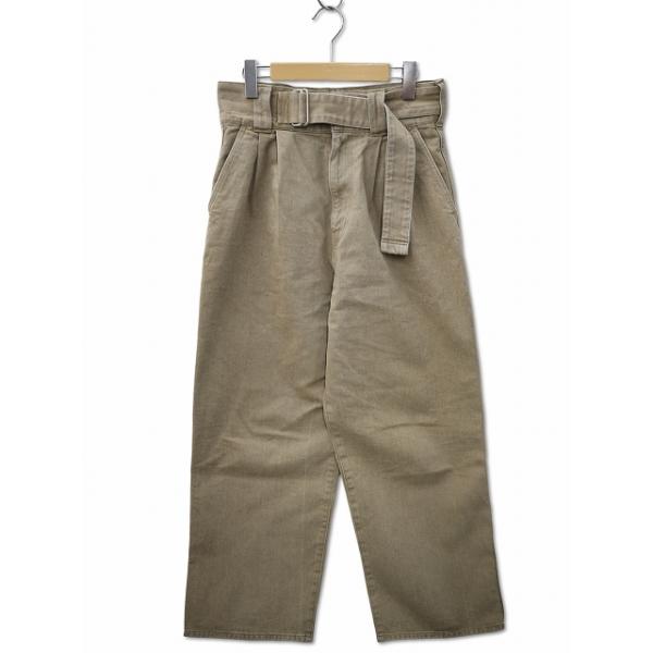 barbell object バーベルオブジェクト Denim Pt USED加工 ベルテッド デニムパンツ 1 BEIGE(ベージュ) メンズ【表記サイズ】メンズ:1【実寸サイズ】ウエスト　約78cm　もも幅　約36cm　裾幅　約24.5...