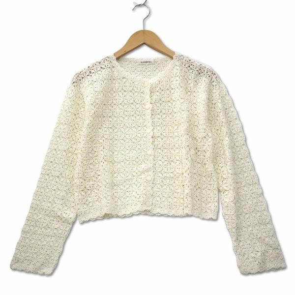 HARMONICA ハーモニカ コットン かぎ針 総レース カーディガン ホワイト レディース【表記サイズ】表記なし実寸サイズを参考にしてください【実寸サイズ】肩幅：-cm　身幅：44cm　着丈：42cm　袖丈：41（脇下採寸）cm　　【素...