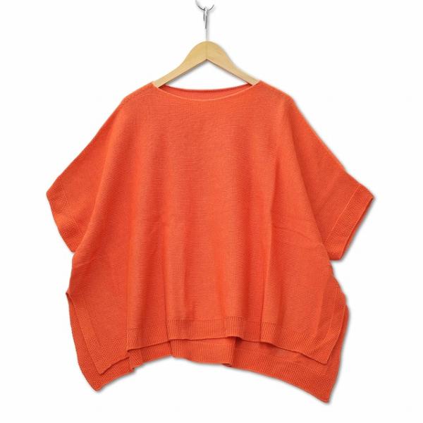 ブルーフロンセ BLUE FRONCE ボートネック ドルマン ニット プルオーバー ワイド オレンジ 38 (M) レディース【表記サイズ】レディース/38【実寸サイズ】裄丈　約048cm　着丈　約60.5cm　サイドスリット　約24cm...