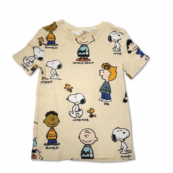 エイチ&amp;エム H&amp;M × PEANUTS キャラクタープリント コットン Tシャツ 100 ベージュ キッズ【ブランド】エイチ&amp;エム H&amp;M【表記サイズ】キッズ　98/104【実寸サイズ】肩幅：26cm　身幅...