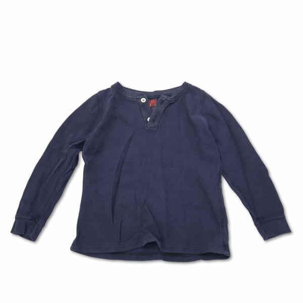 ボントン BONTON コットン ヘンリーネック 長袖 ロングTシャツ ネイビー 4A (100-110相当) キッズ【表記サイズ】キッズ　4A【実寸サイズ】肩幅：24cm　身幅：32cm　着丈：36　cm　袖丈：36cm　　【素材】コット...
