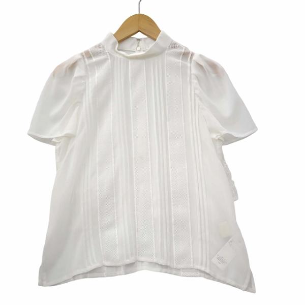 AMERI VINTAGE DRAWING LACE CHIFFON TOP ブラウス F ホワイト レディース【表記サイズ】レディース　F【実寸サイズ】肩幅：29cm　身幅：45cm　着丈：52cm　袖丈：23.5cm　　【素材】本体　ポ...