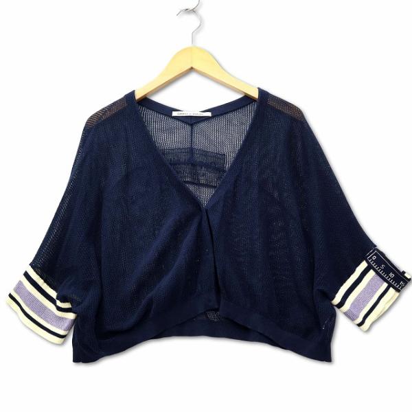 Garance et VioLette ショート2wayTops メッシュ ニット カーディガン 2 ネイビー レディース【表記サイズ】レディース　2【実寸サイズ】着丈：38cm　ゆき丈：50.5cm　裾幅：46cm　　【素材】綿100％【...