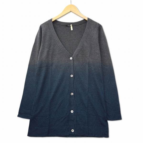 フラジール FRAGILE シルクブレンド グラデーション Vネック ロングニットカーディガン グレー ネイビーグリーン 38 (M) レディース【ブランド】フラジール FRAGILE【表記サイズ】レディース/38【実寸サイズ】肩幅：35c...