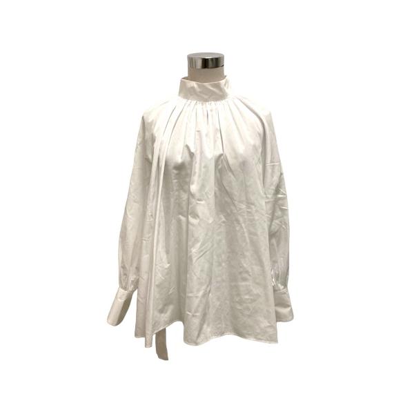 ハーヴェル スタジオ HAVEL studio シャツ ブラウス コットン ロールカラー ギャザー 無地 長袖 38 白 ホワイト レディース【表記サイズ】38【実寸サイズ】身幅：60cm　着丈：73cm　ゆき丈：72cm　　【素材】コット...