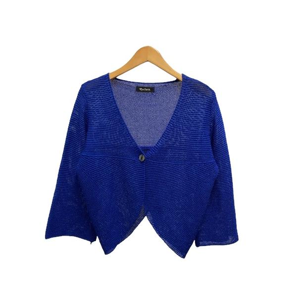 コレット Collett カーディガン ニット Vネック シースルー 無地 七分袖 青 ブルー 黒 ブラック レディース【表記サイズ】表記無し【実寸サイズ】肩幅：37cm　身幅：46cm　着丈：49cm　袖丈：37.5cm　　【素材】アクリ...