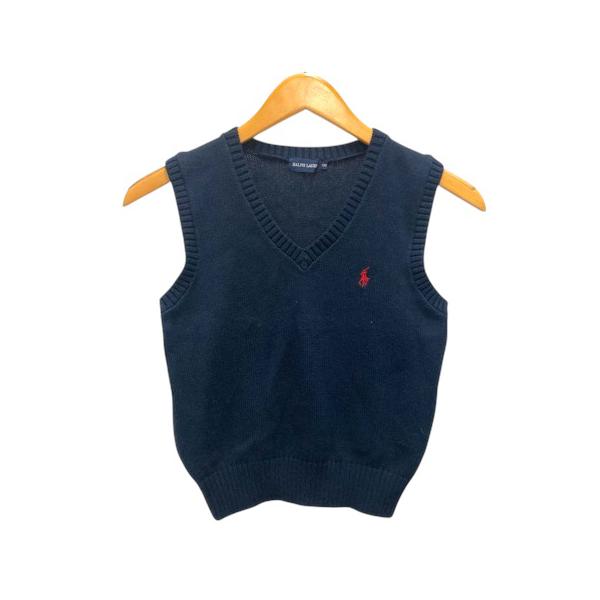 ラルフローレン RALPH LAUREN ニットベスト Vネック コットン ワンポイントロゴ 刺繍 120 紺 ネイビー キッズ【ブランド】ラルフローレン RALPH LAUREN【表記サイズ】120【実寸サイズ】身幅：37cm　着丈：45...