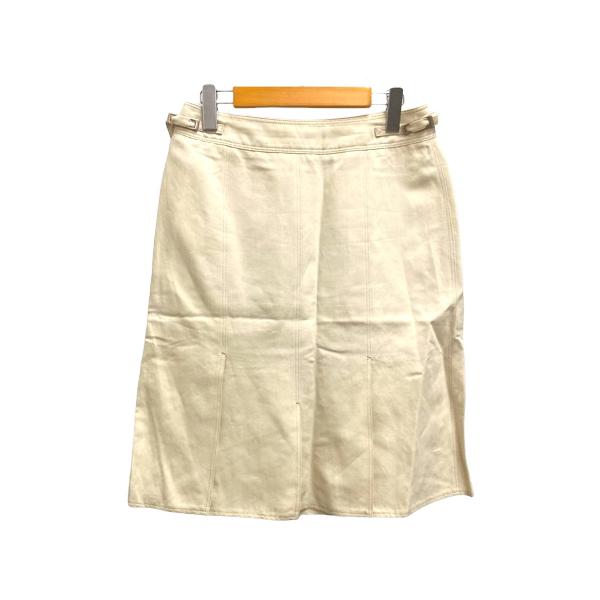 manoukian スカート サイドベルト スリット リネン混 膝丈 無地 白 オフホワイト レディース【表記サイズ】記載なし【実寸サイズ】ウエスト：69cm　ヒップ：92cm　スカート丈：58cm　　【素材】コットン52%、リネン48%【...