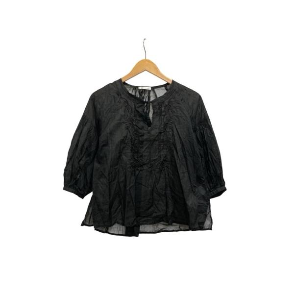 バナーバレット Banner Barrett ブラウス 長袖 オープンフロントネック 刺繍 コットン 17207056 38 黒 ブラック レディース【ブランド】バナーバレット Banner Barrett【表記サイズ】38【実寸サイズ】身...