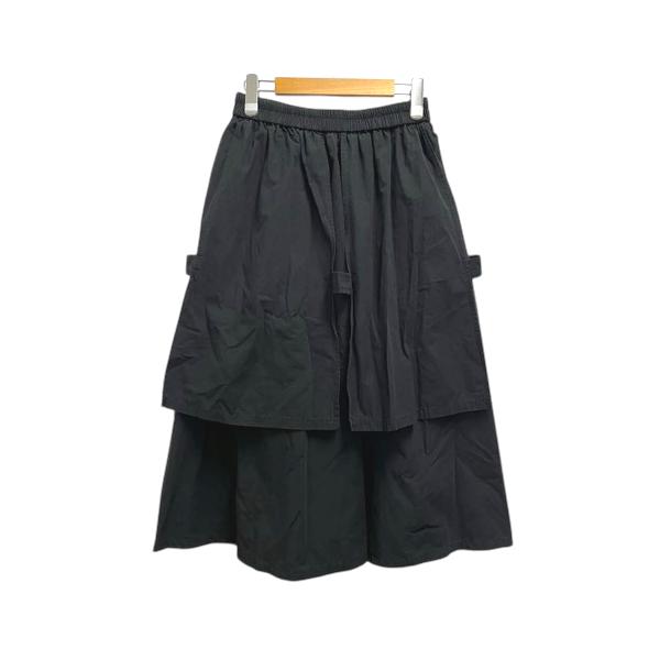 TRUDE スカート フレア ウエストゴム コットン ロング丈 無地 黒 ブラック レディース【表記サイズ】記載なし【実寸サイズ】ウエスト：65cm　ヒップ：110cm　スカート丈：76cm　　【素材】綿100%【色】ブラック　　※色に関し...