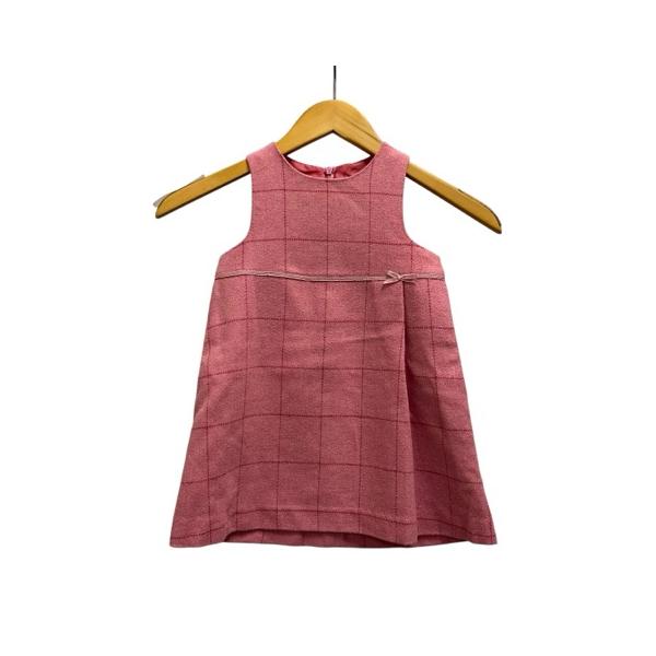 シリリュス CYRILLUS ワンピース ノースリーブ クルーネック チェック ウール混 92 ピンク キッズ【ブランド】シリリュス CYRILLUS【表記サイズ】92【実寸サイズ】身幅：29cm　総丈：50cm　　【素材】写真をご参照くだ...