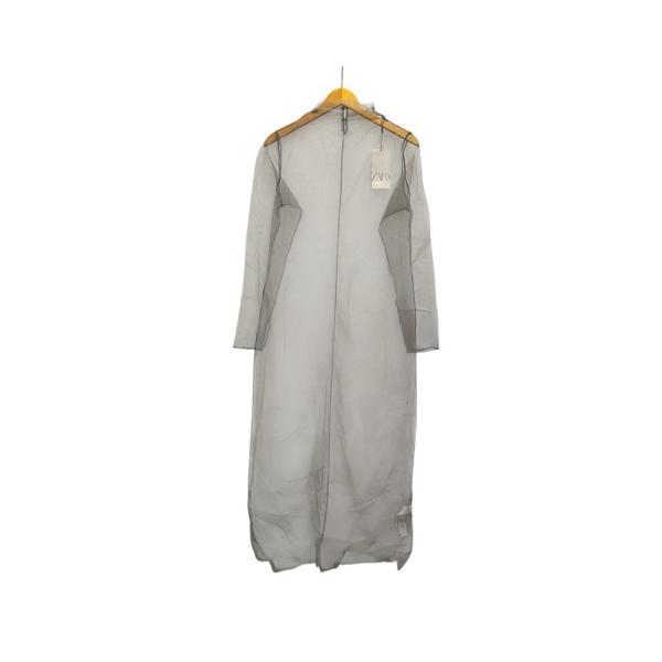 未使用品 ザラ ZARA ワンピース 長袖 ハイネック 無地 チュール 8497/359/802 L グレー レディース【ブランド】ザラ ZARA【表記サイズ】L【実寸サイズ】肩幅：38cm　身幅：47cm　着丈：133cm　袖丈：61cm...