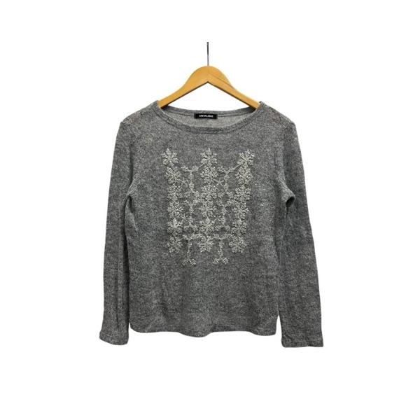アンヴァリッド ANVALIDES ニット セーター 長袖 ボートネック 刺繍 87-2405 M グレー レディース【表記サイズ】M【実寸サイズ】肩幅：40cm　身幅：45cm　着丈：56cm　袖丈：53cm　　【素材】写真をご参照くださ...