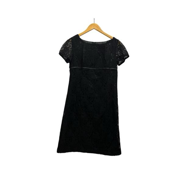 未使用品 モカサン ジュンコシマダ mocassin junko shimada ミニワンピース 半袖 クルーネック レース コットン混 65000-0001 1 黒 ブラック レディース【表記サイズ】1【実寸サイズ】肩幅：35cm　身幅：...