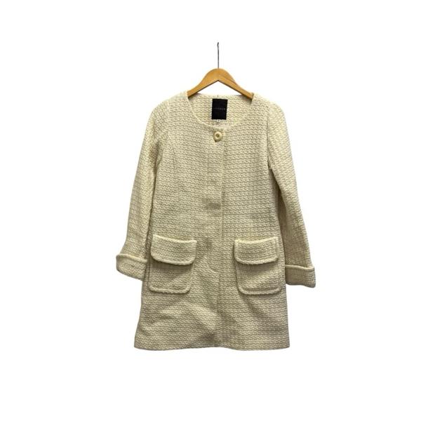 クローラ CROLLA ノーカラーコート 長袖 無地 ツイード ラメ ウール混 078-93406 38 アイボリー レディース【表記サイズ】38【実寸サイズ】肩幅：34cm　身幅：44cm　着丈：83cm　袖丈：58cm　　【素材】写真を...