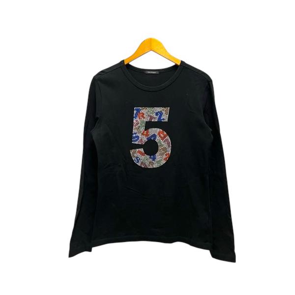 ストララッジョ STRA RAGGIO ロンT Tシャツ クルーネック ラインストーン 長袖 M 黒 ブラック メンズ【表記サイズ】M【実寸サイズ】肩幅：43cm　身幅：46cm　着丈：67cm　袖丈：65cm　　【素材】綿95%ポリウレタ...