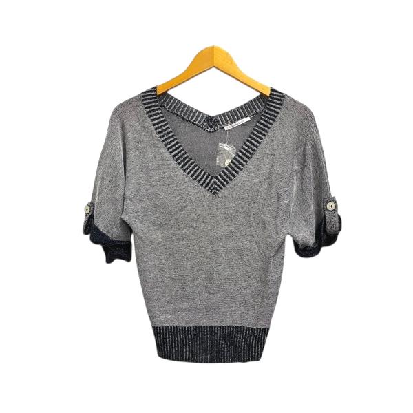 blancheur ニット サマーニット Ｖネック リネン混 半袖 38 紺 ネイビー レディース【表記サイズ】38【実寸サイズ】身幅：41.5cm　着丈：48.5cm　ゆき丈：40cm　　【素材】レーヨン48%、アクリル42%、麻10%【...