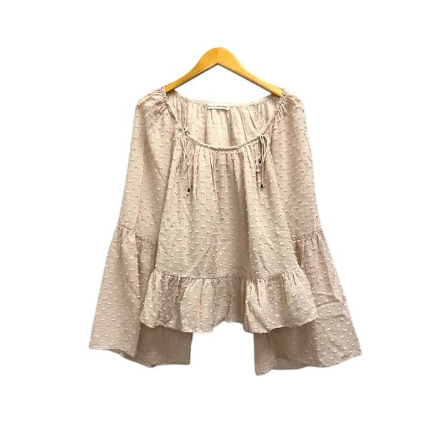 ULLA JOHNSON ブラウス シフォン シアー シルク混 長袖 薄手 2 ピンク レディース【表記サイズ】2【実寸サイズ】身幅：54cm　着丈：49cm　ゆき丈：70.5cm　　【素材】絹89%、綿11%【色】ピンクベージュ　　※色に...