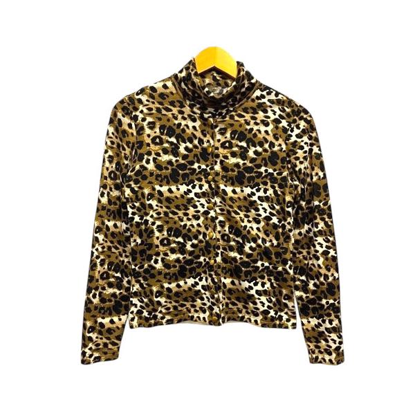 LES HALLES アンサンブルニット ウール レオパード柄 2 茶 ブラウン レディース【表記サイズ】2【実寸サイズ】肩幅：35.5cm　身幅：41.5cm　着丈：56cm　袖丈：52cm　カットソー　肩幅33cm　身幅39.5cm　着...