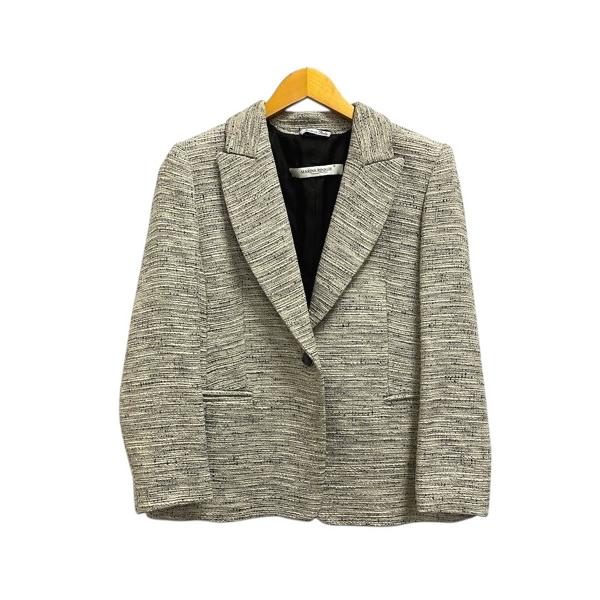 MARINA RINALDI ジャケット テーラード シングル ツイード 13 白 アイボリー マルチカラー レディース【表記サイズ】13【実寸サイズ】肩幅：37.5cm　身幅：46.5cm　袖丈：53cm　着丈：58.5cm　　【素材】表...