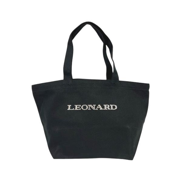レオナール LEONARD ハンドバッグトートバッグ 布 ストーン ロゴ 黒 ブラック レディース【ブランド】レオナール LEONARD【実寸サイズ】持ち手の長さ：38cm　ヨコ：36cm　タテ：20cm　マチ：16cm　　【色】ブラック　...