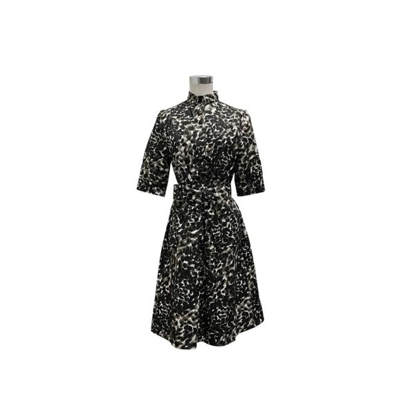 ダナキャランニューヨーク DKNY シャツワンピース 七分袖 ひざ丈 総柄 コットン 332-5.OP.N2.HA.0532 4 黒 ブラック 白 ホワイト 茶 ブラウン レディース【ブランド】ダナキャランニューヨーク DKNY【表記サイズ...