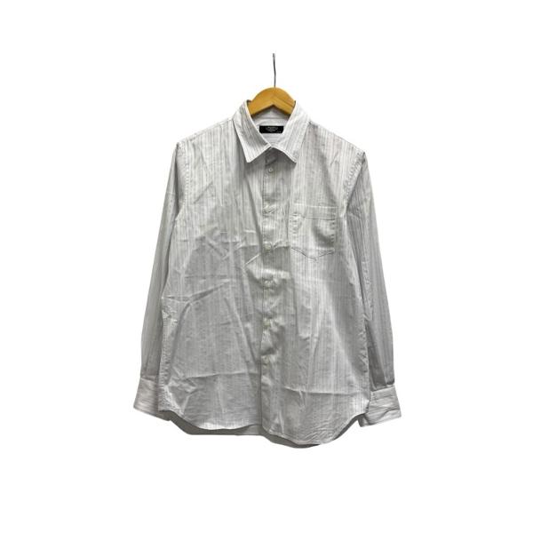 パッゾ PAZZO シャツ 長袖 ストライプ コットン混 3034-1603 3 白 ホワイト メンズ【ブランド】パッゾ PAZZO【表記サイズ】3【実寸サイズ】肩幅：41cm　身幅：51cm　着丈：71cm　袖丈：61cm　　【素材】写真...