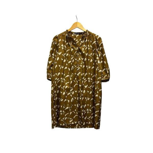 パークラミュー PARC LAMU チュニック 半袖 オープンフロントネック 総柄 PLO-4452 M 茶 ブラウン ベージュ グレー レディース【ブランド】パークラミュー PARC LAMU【表記サイズ】M【実寸サイズ】肩幅：37cm　...